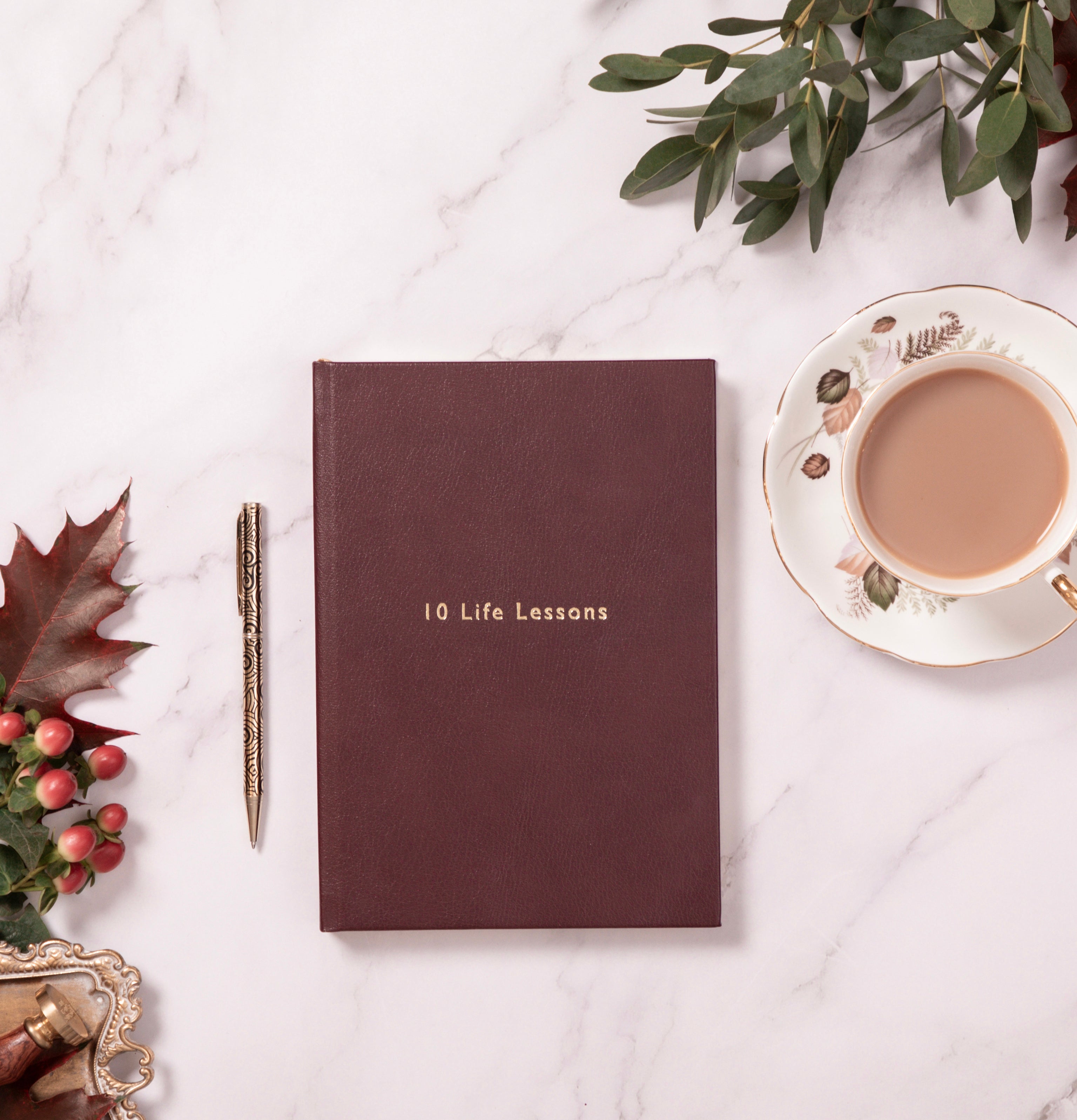 10 Life Lessons Journal In Burgundy Leather – Bucklesbury